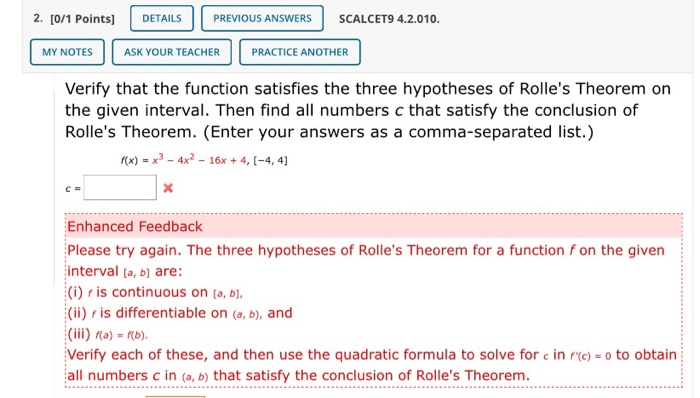 Solved DETAILS 2. [0/1 Points] PREVIOUS ANSWERS SCALCET9 | Chegg.com