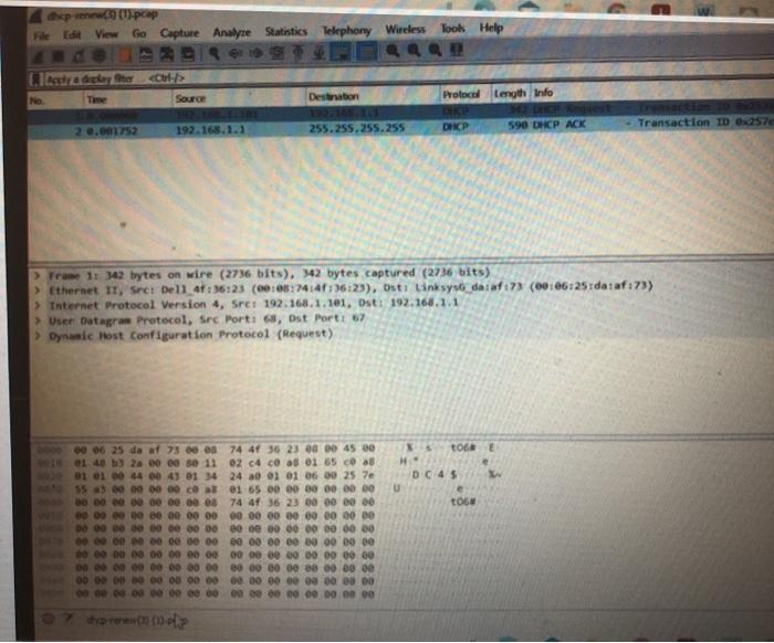 Solved DHCP Packet Analysis This exercise involves using | Chegg.com