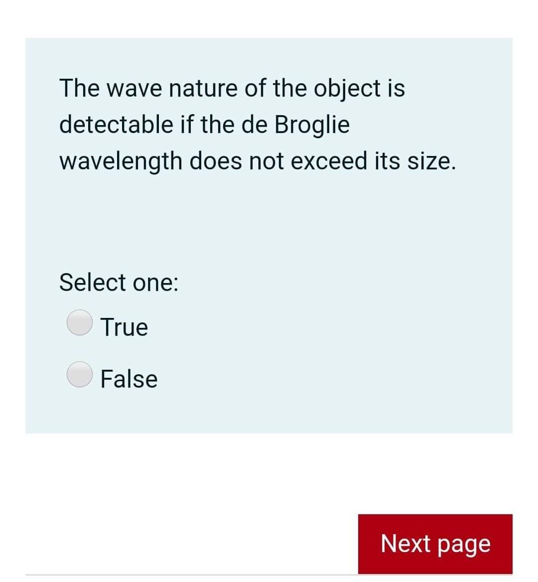 Solved The wave nature of the object is detectable if the de | Chegg.com