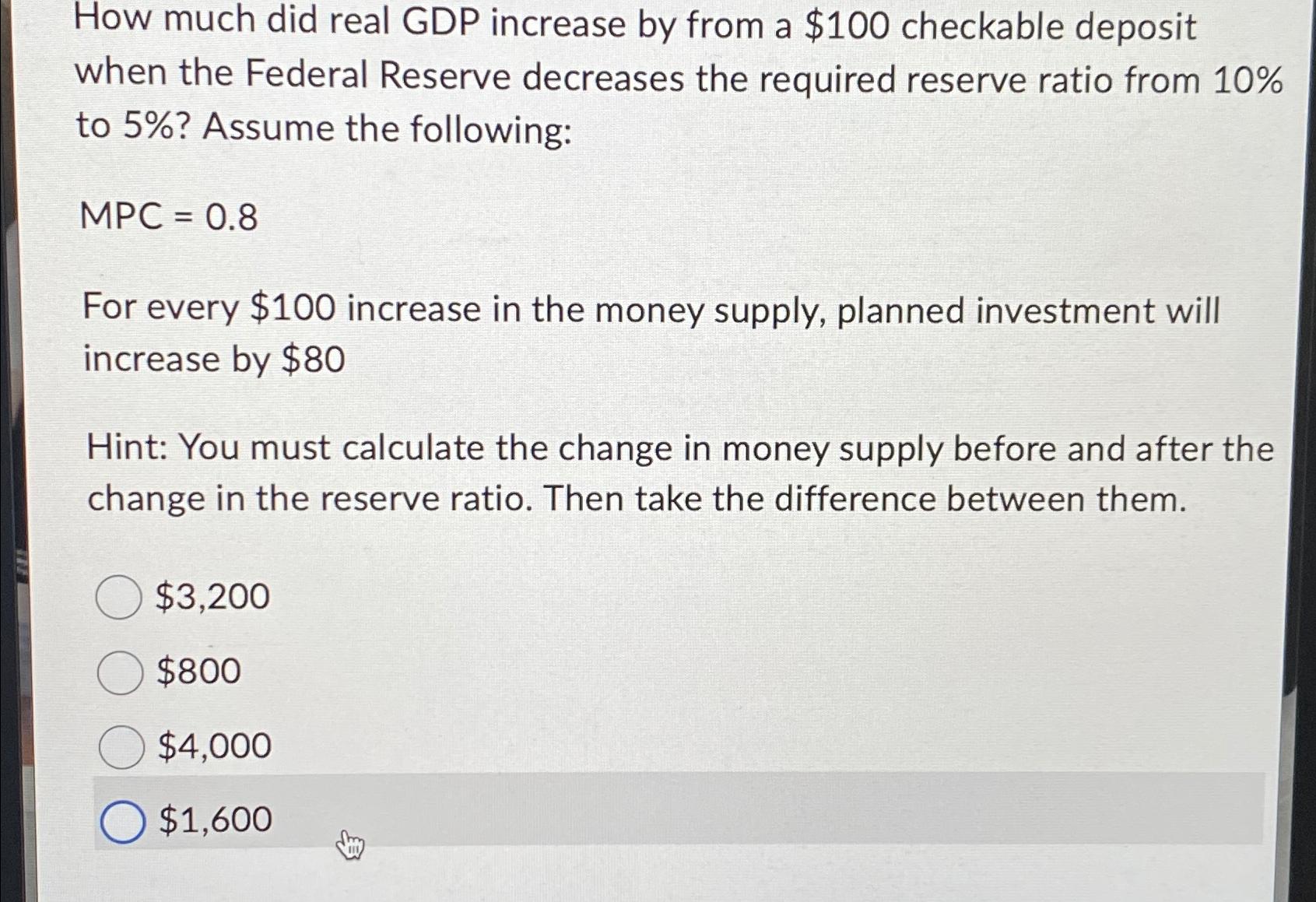 Solved How much did real GDP increase by from a $100 | Chegg.com