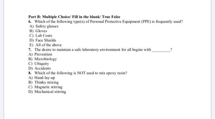 Solved Part B: Multiple Choice/ Fill in the blank/True False | Chegg.com