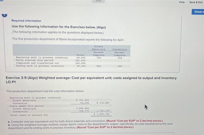 Solved Sved Help Save & Exit Check Required information Use | Chegg.com
