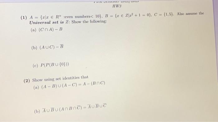 Solved (1) A={x∣x∈R+:even numbers | Chegg.com