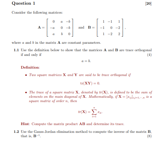 Solved Consider the following matrices:A = 0 ﻿a | Chegg.com