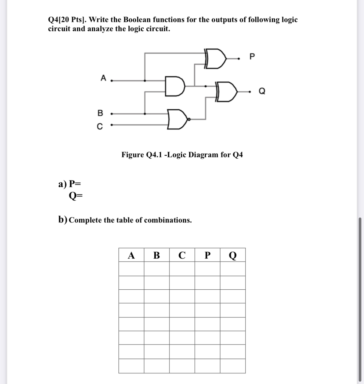 Solved Q4[20 ﻿Pts]. ﻿Write the Boolean functions for the | Chegg.com