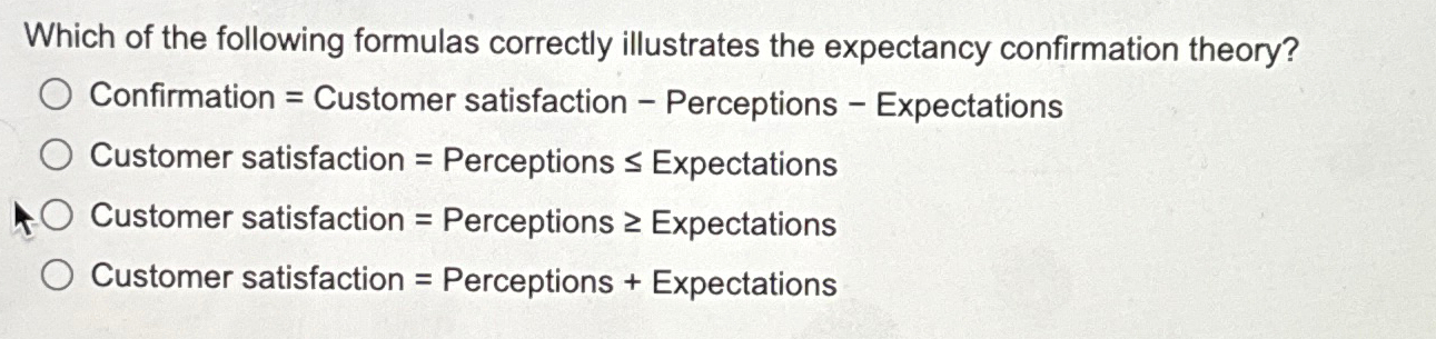 Solved Which of the following formulas correctly illustrates | Chegg.com