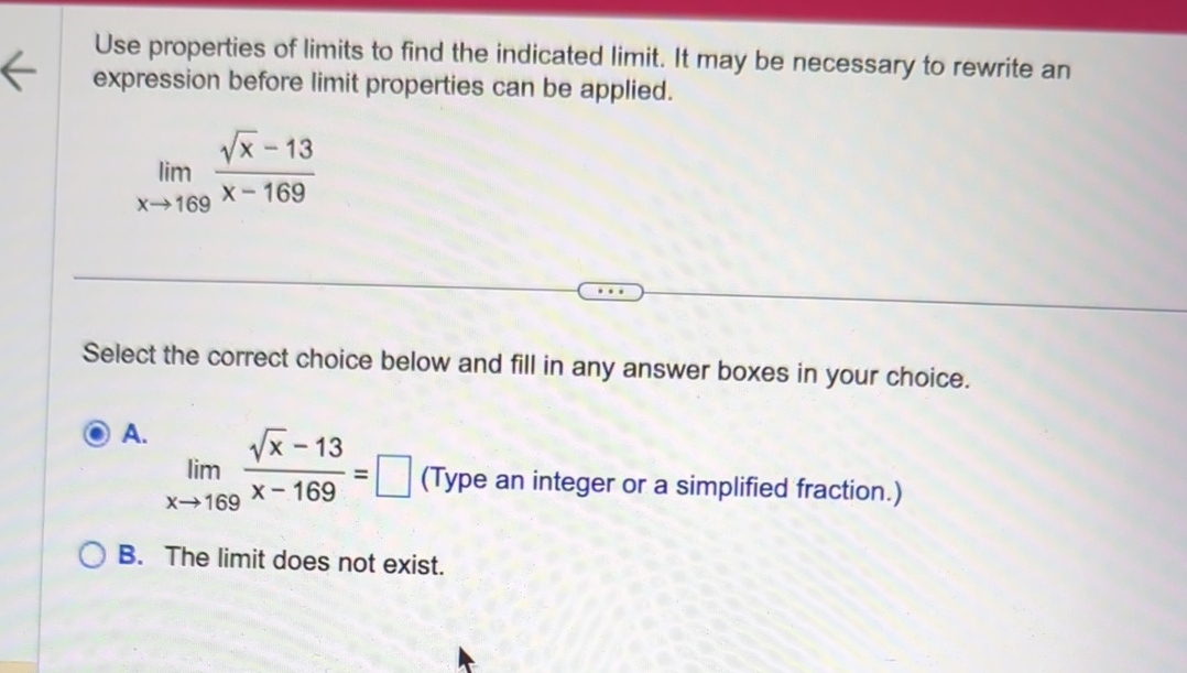 Solved Use properties of limits to find the indicated limit. | Chegg.com