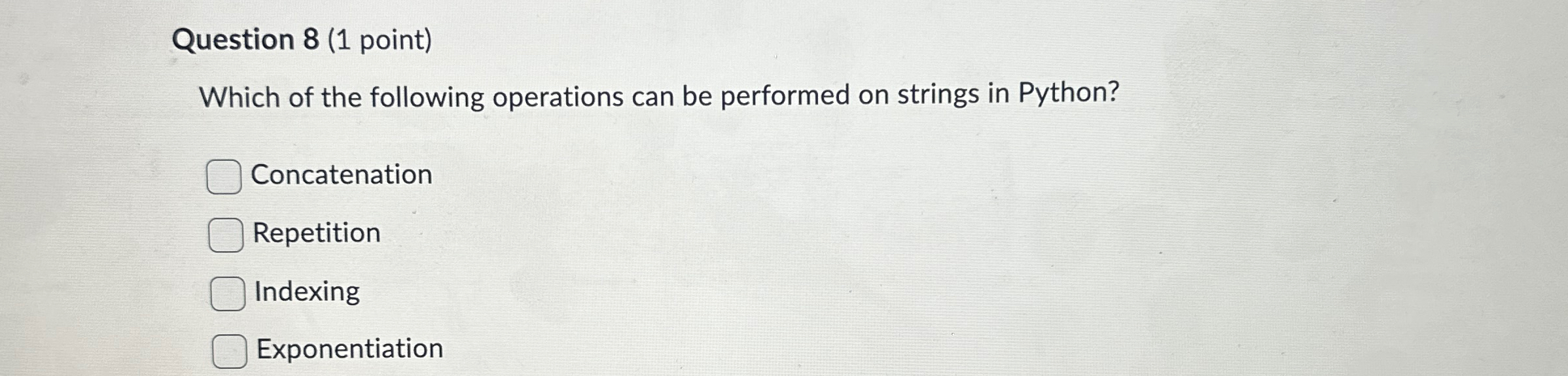 Solved Question 8 (1 ﻿point)Which of the following | Chegg.com
