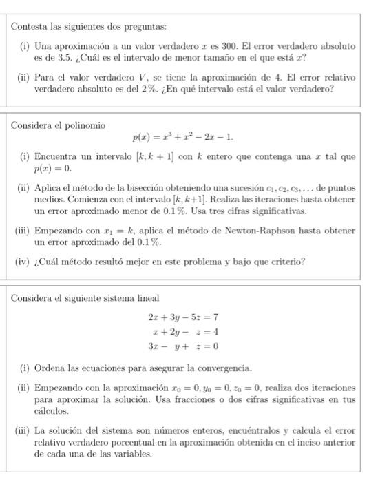 Solved Contesta las siguientes dos preguntas: (i) Una | Chegg.com