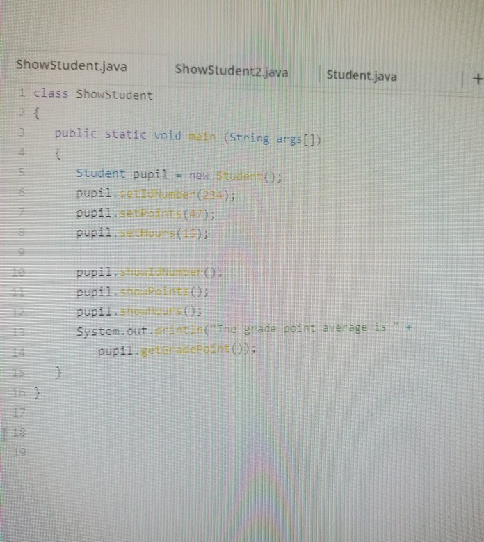 Solved | Instructions Shows clas 5/ 1. Create a class named | Chegg.com