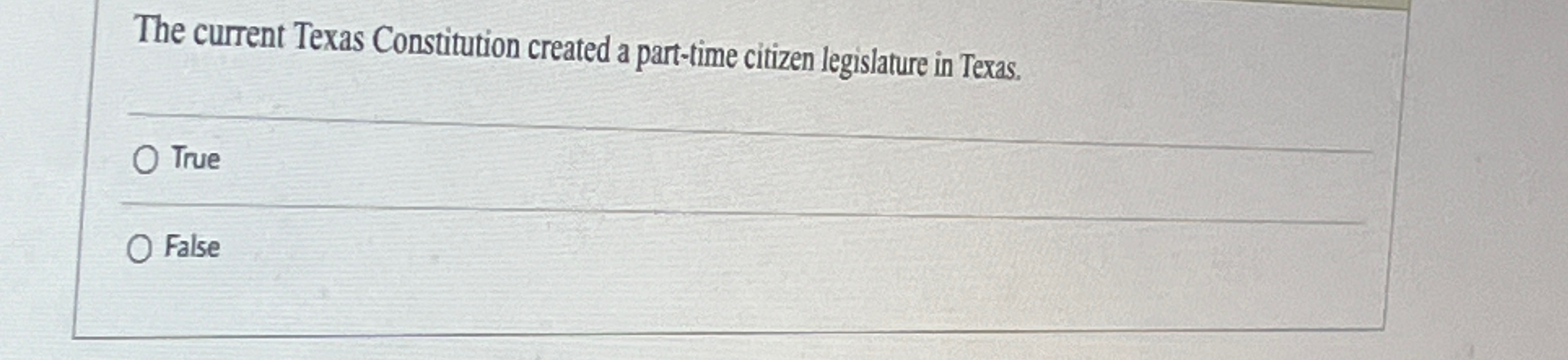 Solved The current Texas Constitution created a part-time | Chegg.com