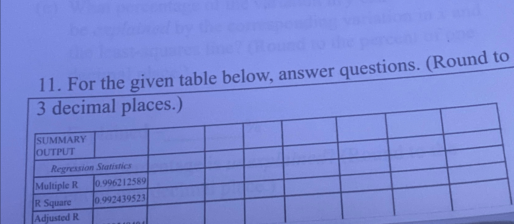 For the given table below, answer questions. (Round | Chegg.com