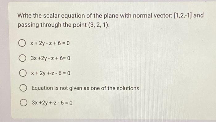 Solved Write the scalar equation of the plane with normal | Chegg.com