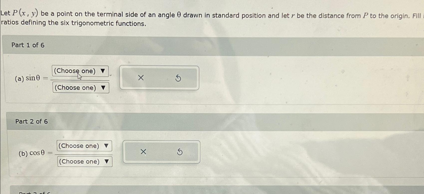 Solved Let P(x,y) ﻿be a point on the terminal side of an | Chegg.com