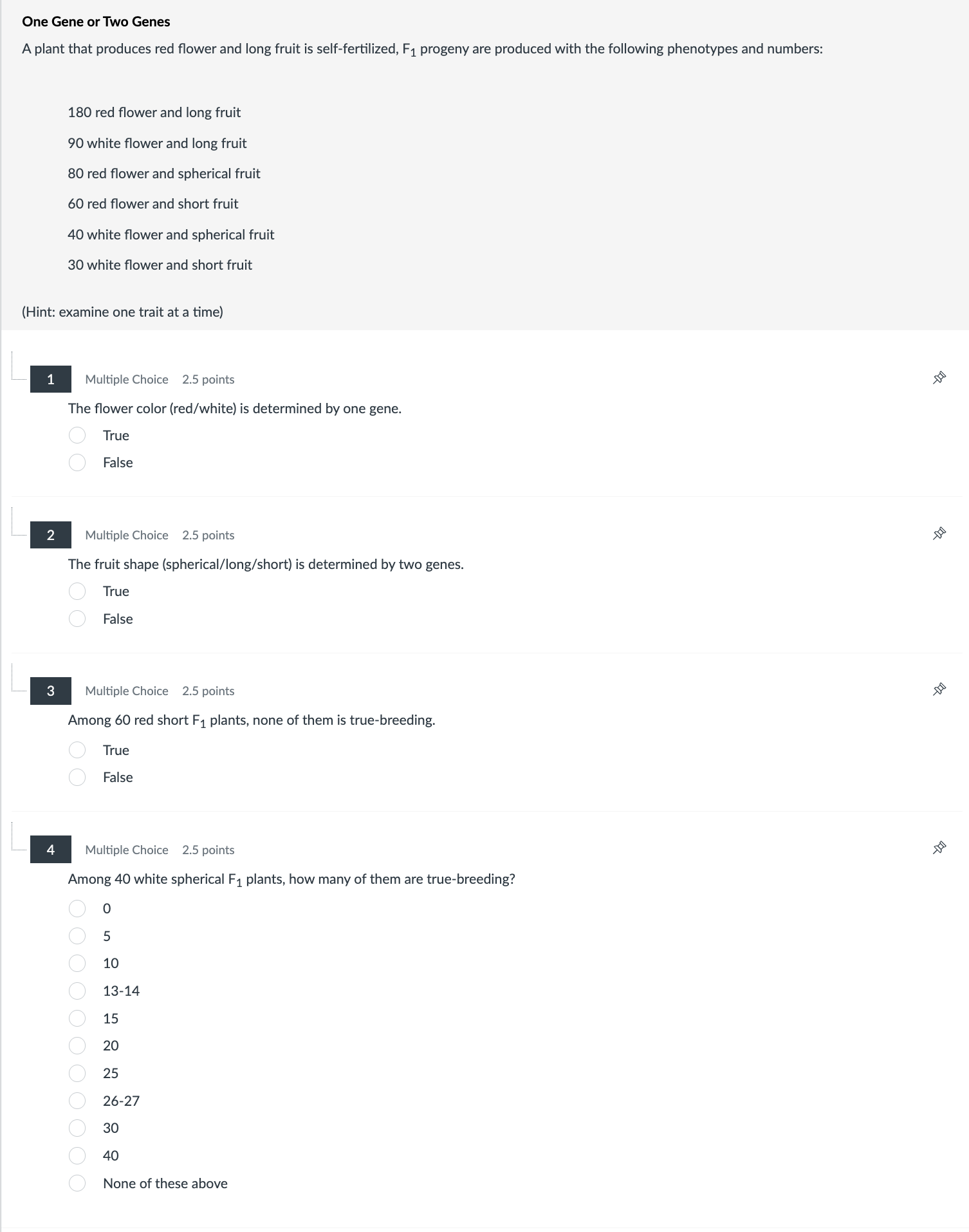Solved One Gene or Two Genes A plant that produces red | Chegg.com