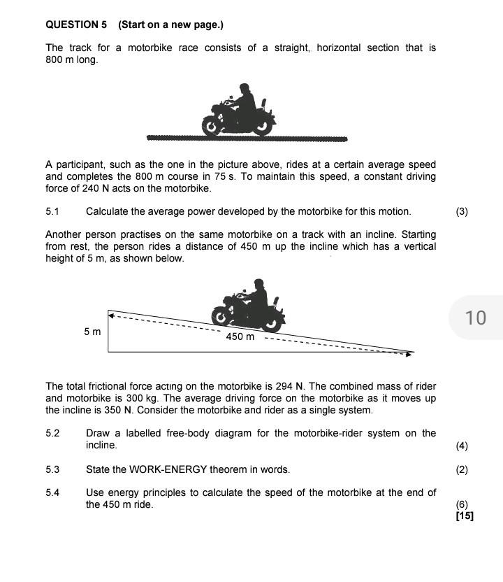 Solved QUESTION 5 (Start on a new page.) The track for a | Chegg.com