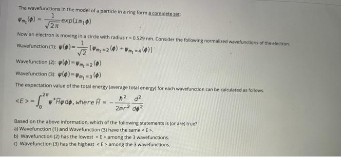 Solved The wavefunctions in the model of a particle in a | Chegg.com