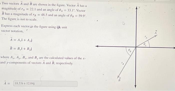 [Solved]: help please Two vectors A and B are shown in the f