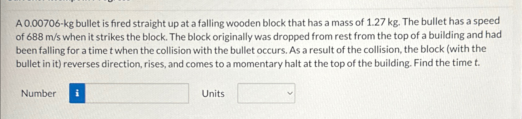 Solved A 0.00706-kg ﻿bullet is fired straight up at a | Chegg.com