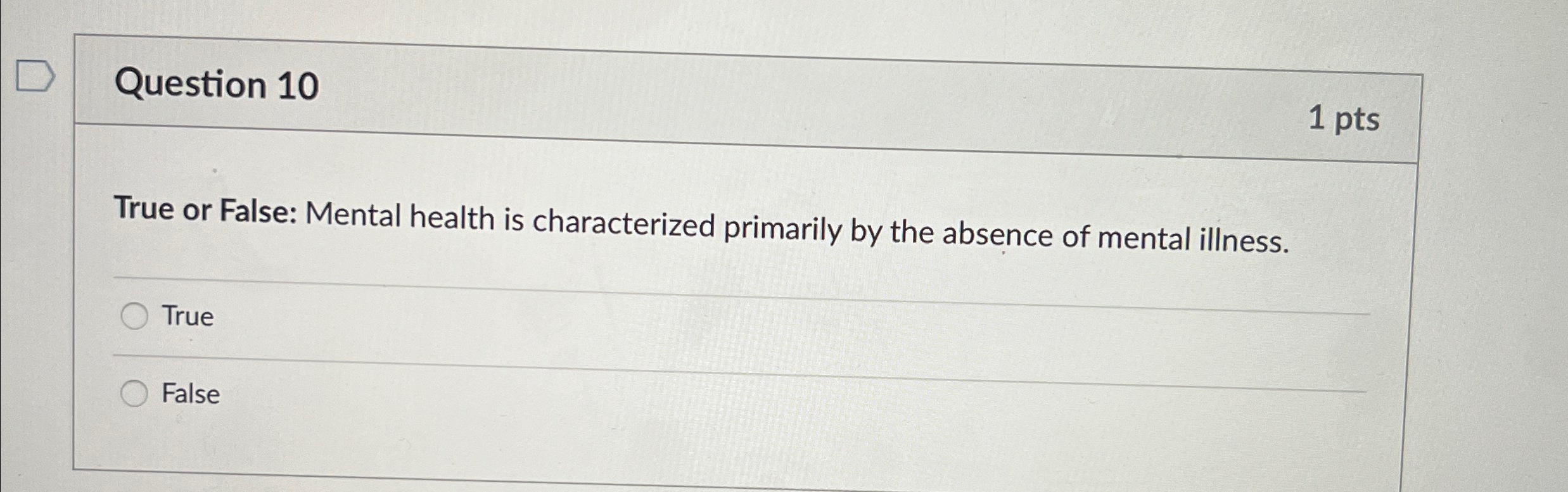 Solved Question 101 ﻿ptsTrue or False: Mental health is | Chegg.com