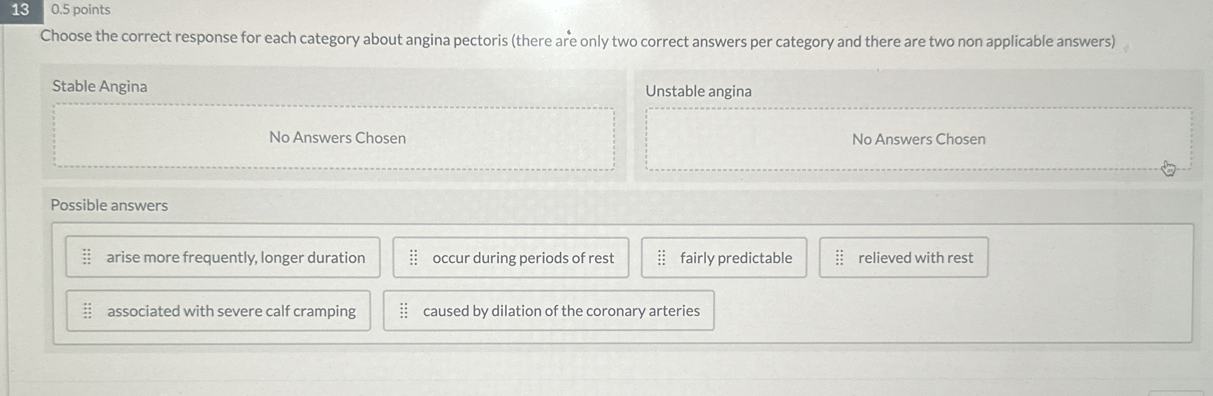 Solved Choose the correct response for each category about | Chegg.com