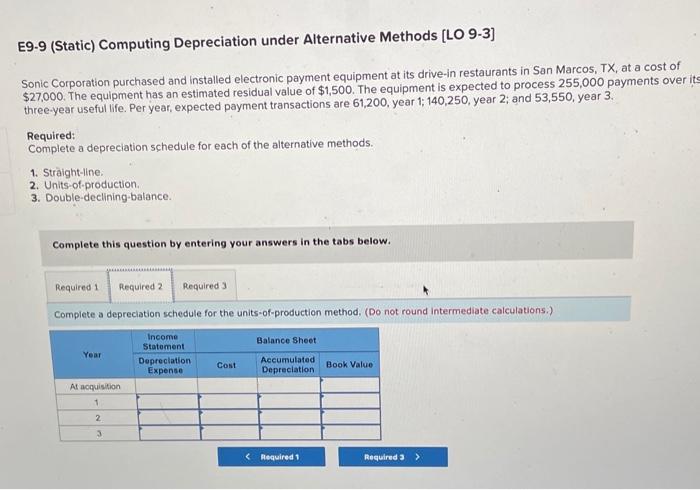 Solved E9-9 (Static) Computing Depreciation under | Chegg.com