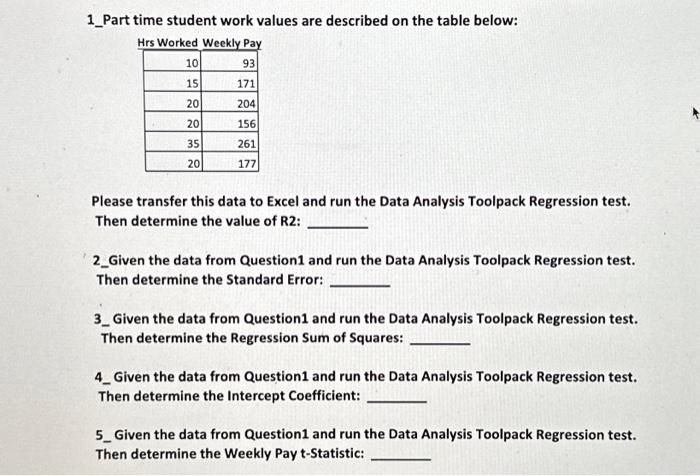 Solved 1_Part time student work values are described on the | Chegg.com