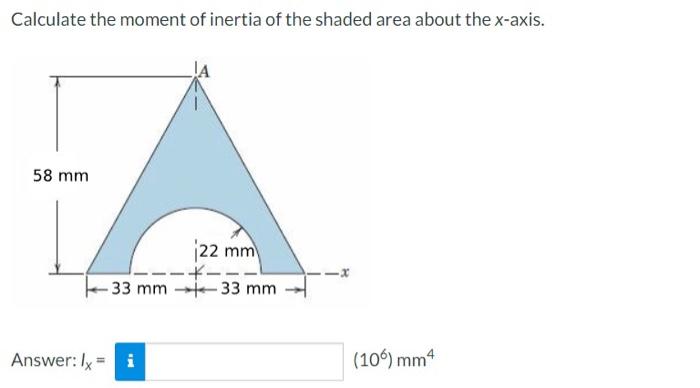[Solved]: Calculate the moment of inertia of the shaded are