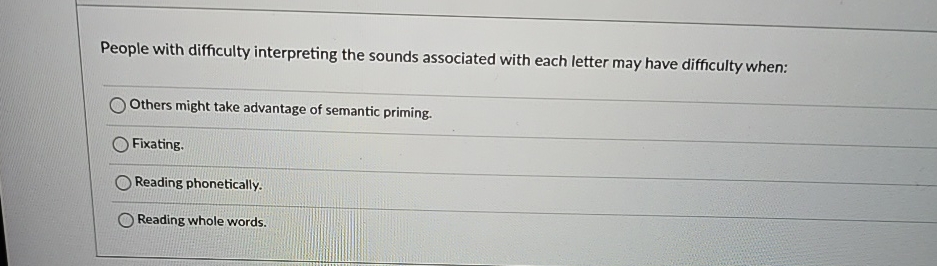 Solved People with difficulty interpreting the sounds | Chegg.com