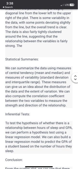 Solved Topic: Relationship between Hours of Sleep and GPA | Chegg.com
