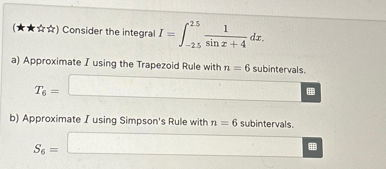 Solved (a) ﻿Approximate I using the Trapezoid Rule with n=6 | Chegg.com