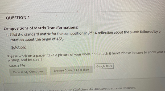 Solved QUESTION 1 Compositions of Matrix Transformations: 1. | Chegg.com
