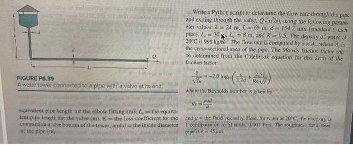 Solved 6.39 A water tower is connected to a steel pipe with | Chegg.com