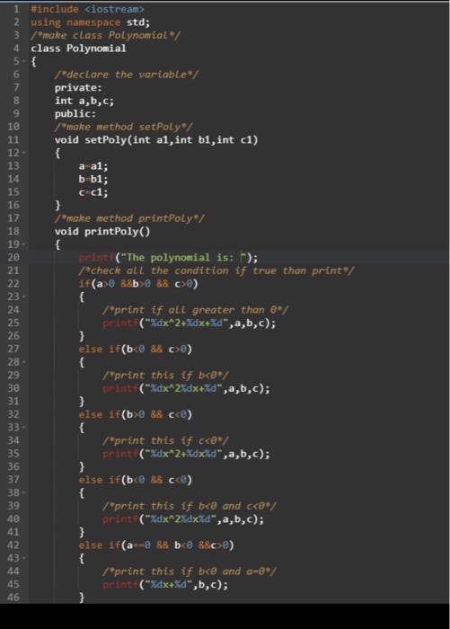 Solved 1. Define a class called Polynomial with degree 2 | Chegg.com