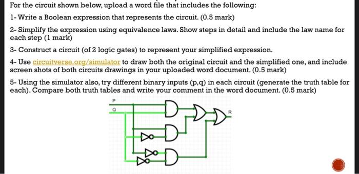 Solved For the circuit shown below, upload a word file that | Chegg.com