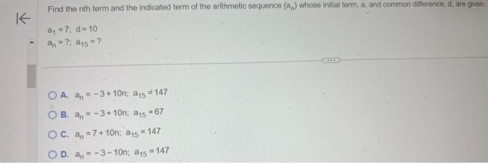 Solved Find the nth term and the indicated term of the | Chegg.com