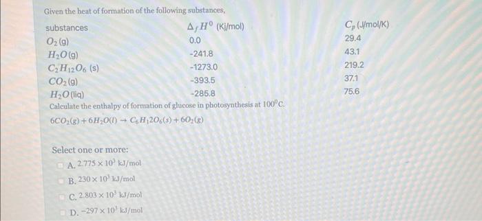Solved Given the heat of formation of the following | Chegg.com