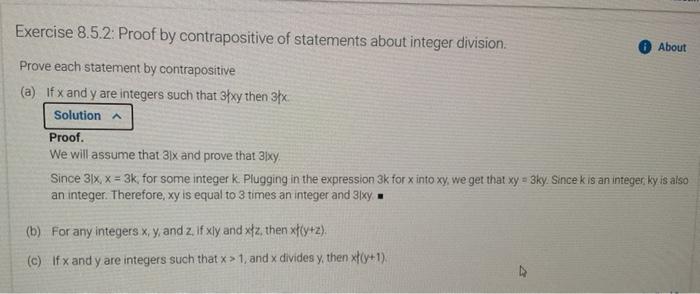 Solved Exercise 8.5.2: Proof by contrapositive of statements | Chegg.com