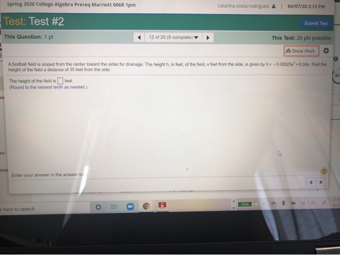 Solved Spring 2020 College Algebra Prereq Marriott 006R 1pm | Chegg.com