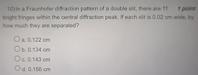 Solved In a Fraunhofer diffraction pattern of a double slit, | Chegg.com