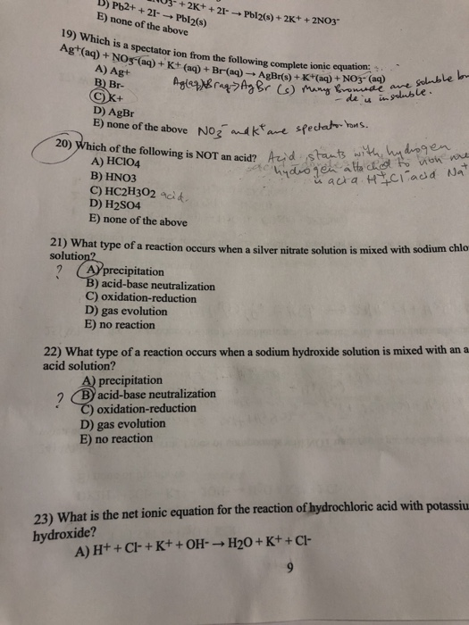 Solved 03 +2K+ + 21- Pbl2(s) + 2K+ + 2NO3 D) Pb2+ + 21- | Chegg.com