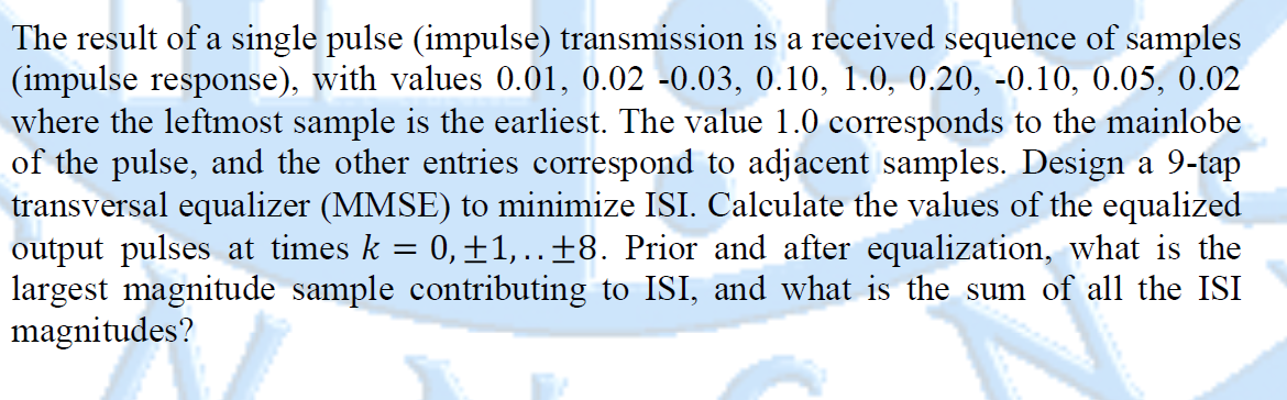 Solved The result of a single pulse (impulse) ﻿transmission | Chegg.com