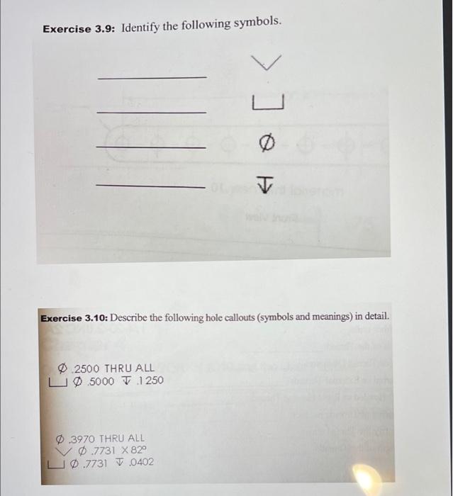 Solved Exercise 3.9: Identify the following symbols. ]> | Chegg.com