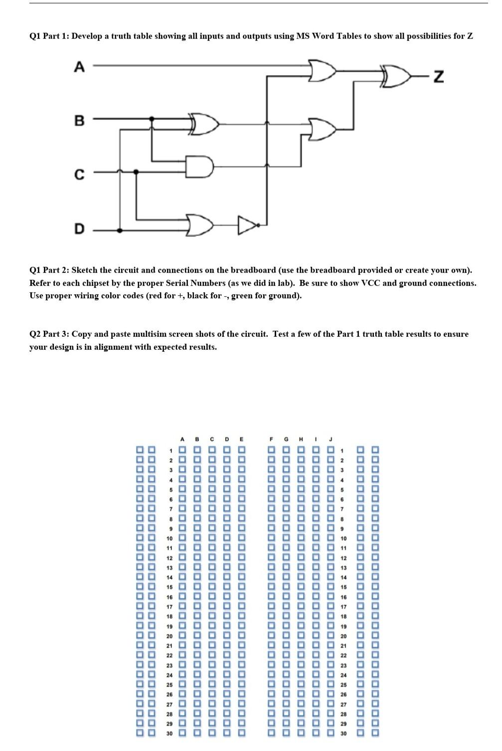 Solved Q1 Part 1: Develop a truth table showing all inputs | Chegg.com