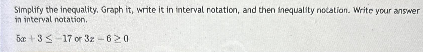 Solved Simplify the inequality. Graph it, ﻿write it in | Chegg.com