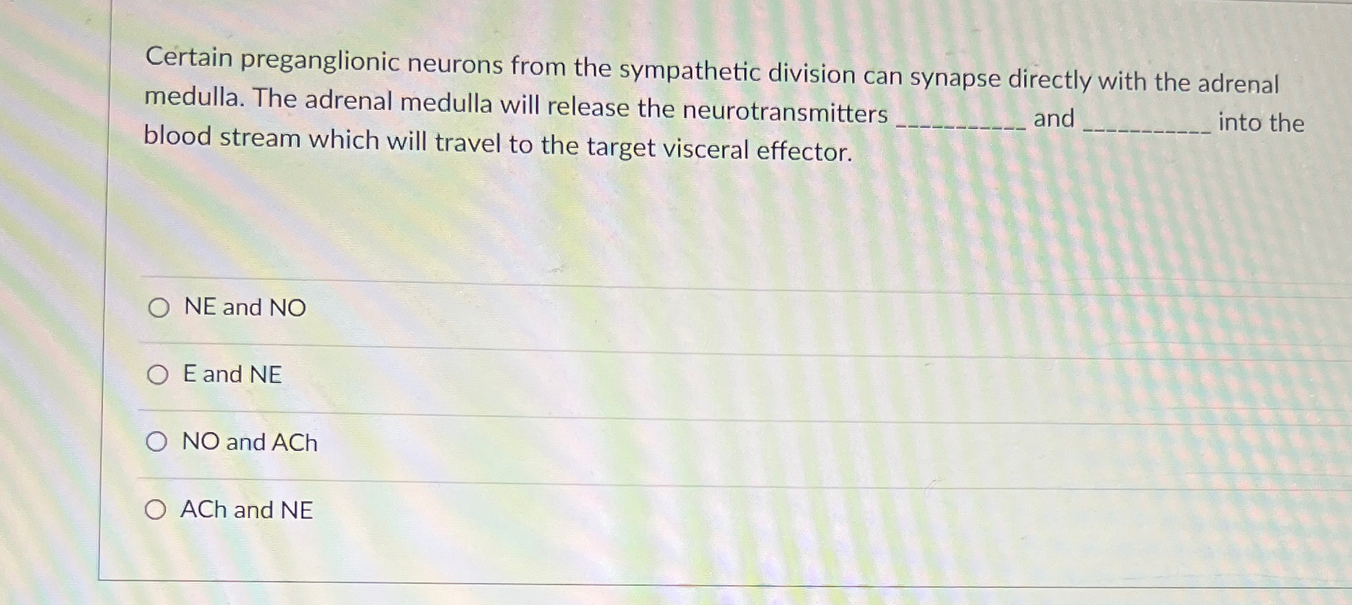 Solved Certain preganglionic neurons from the sympathetic | Chegg.com