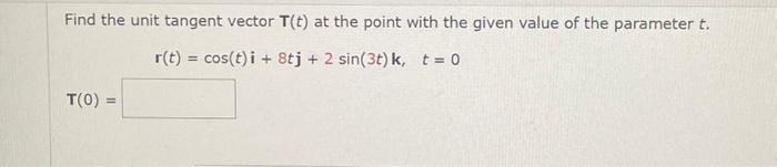Solved Find the unit tangent vector T(t) at the point with | Chegg.com