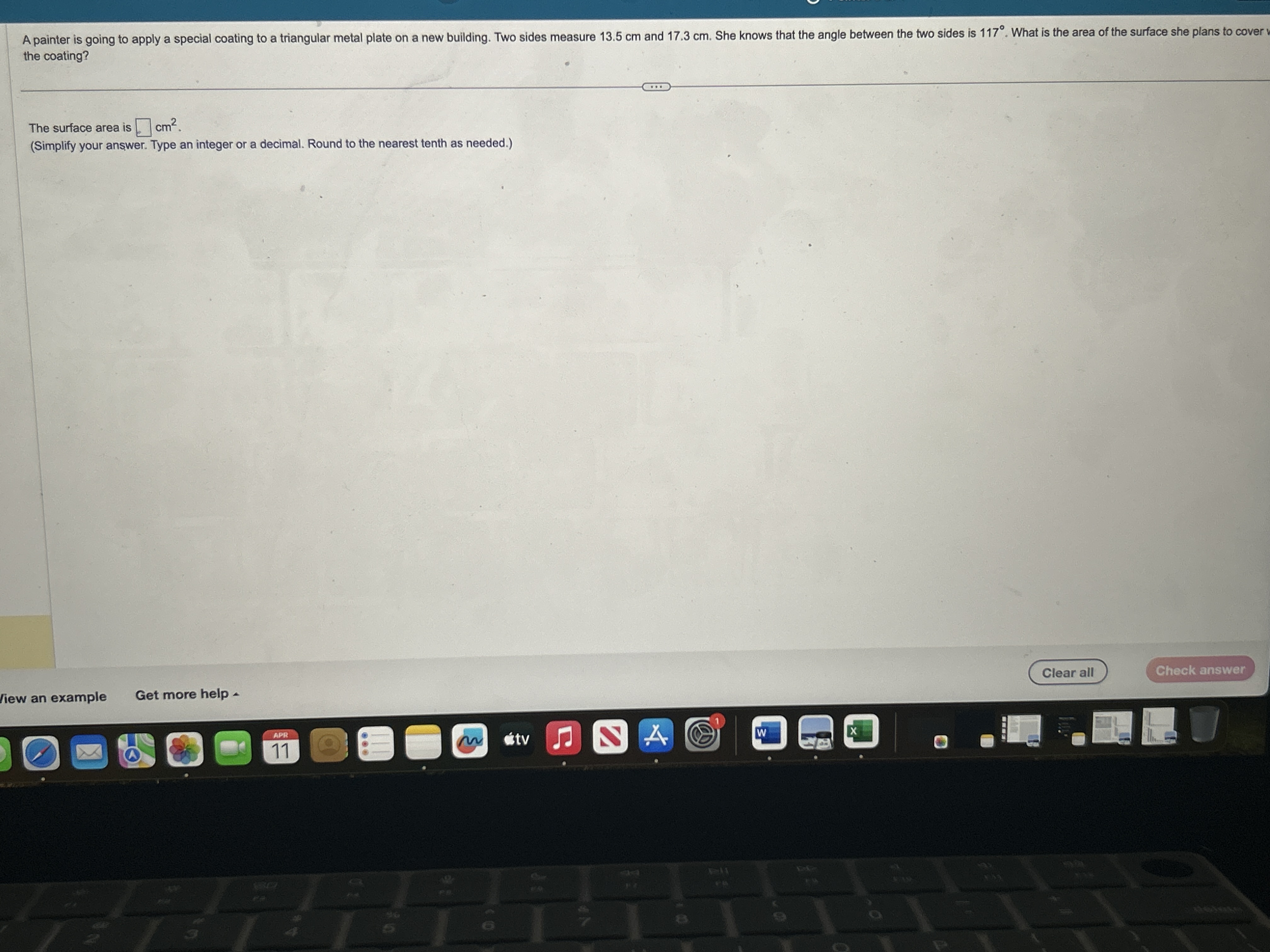 Solved the coating?The surface area is cm2.(Simplify your | Chegg.com