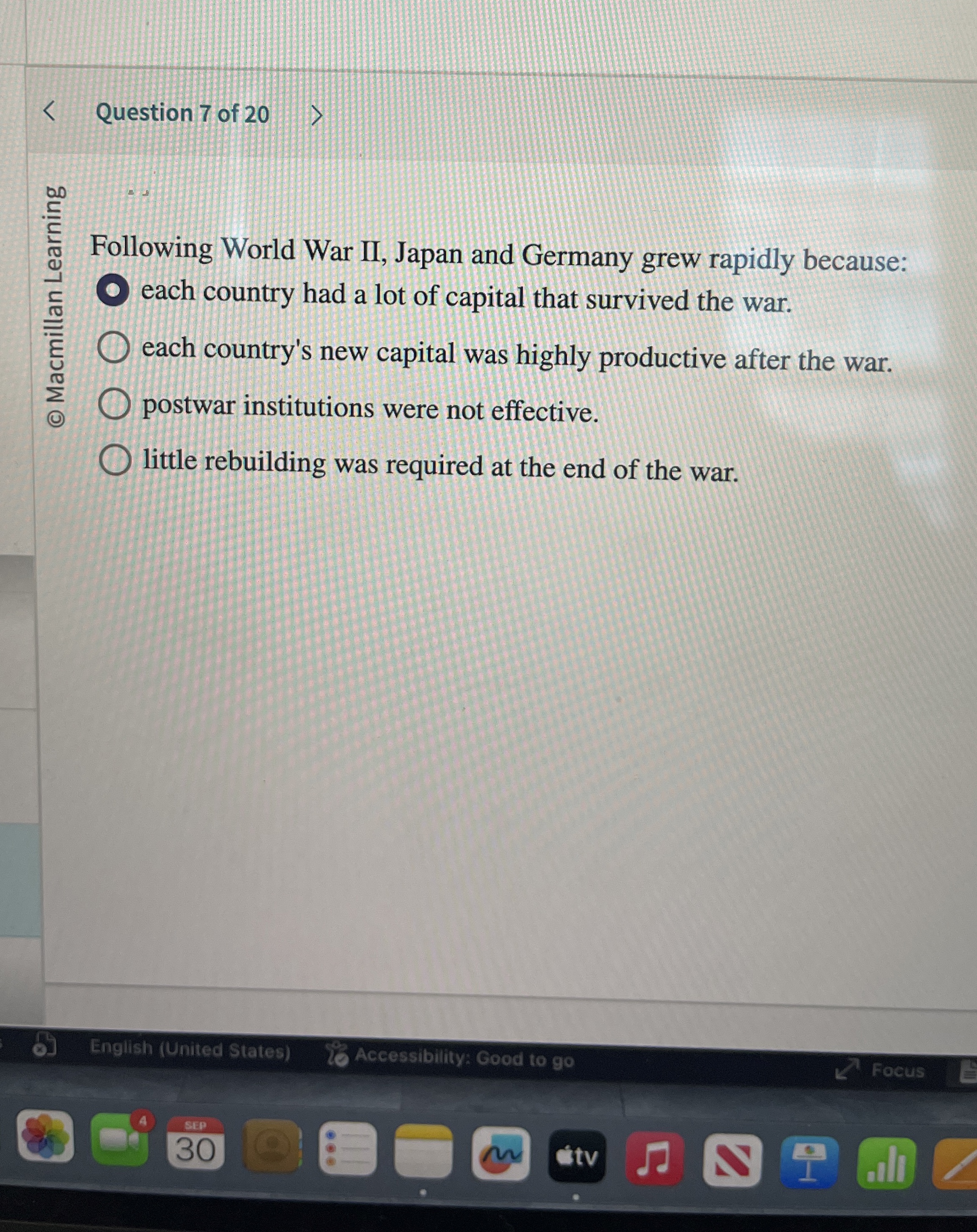 Solved Question 7 ﻿of 20Following World War II, ﻿Japan and | Chegg.com