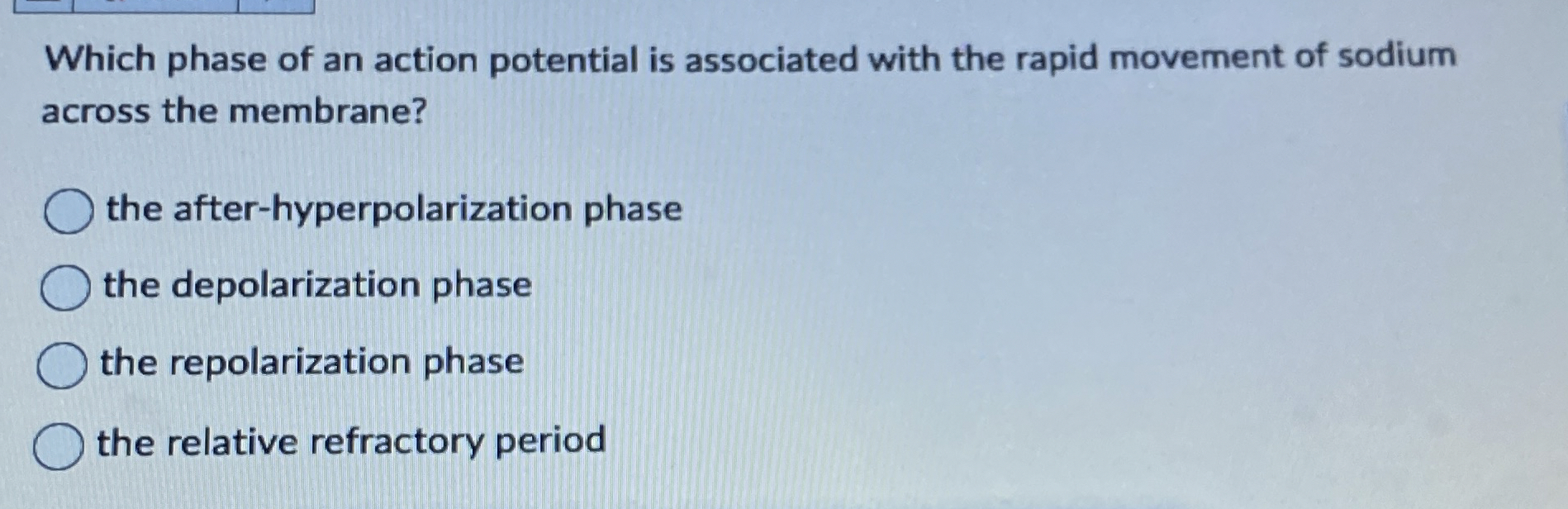 Solved Which phase of an action potential is associated with | Chegg.com